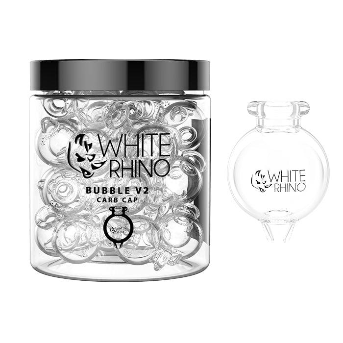 WHITE RHINO GLASS BUBBLE V2 CARB CAP (20 CT) JAR – BONGSKING USA