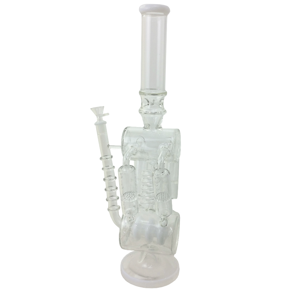 19 INCH 4 CHAMBER DOUBLE BARREL RECYCLING WATER PIPE – BONGSKING USA