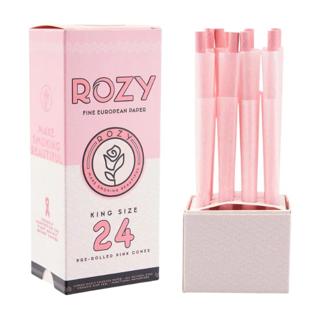 ROZY PINK PRE ROLLED CONES 1PK 24CT/ BOX – king size – BONGSKING USA