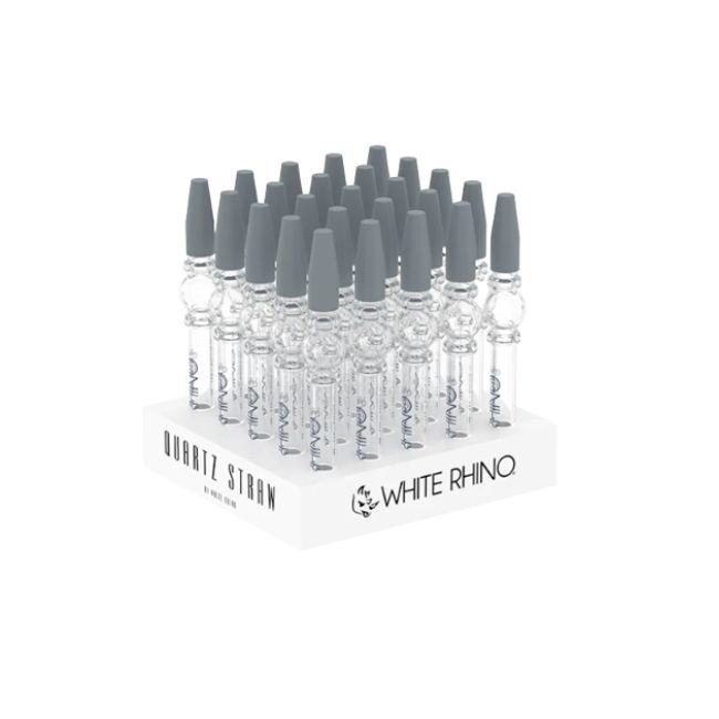 WHITE RHINO QUARTZ V3 GLASS DAB STRAW WITH GREY SILICONE CAP 25CT ...